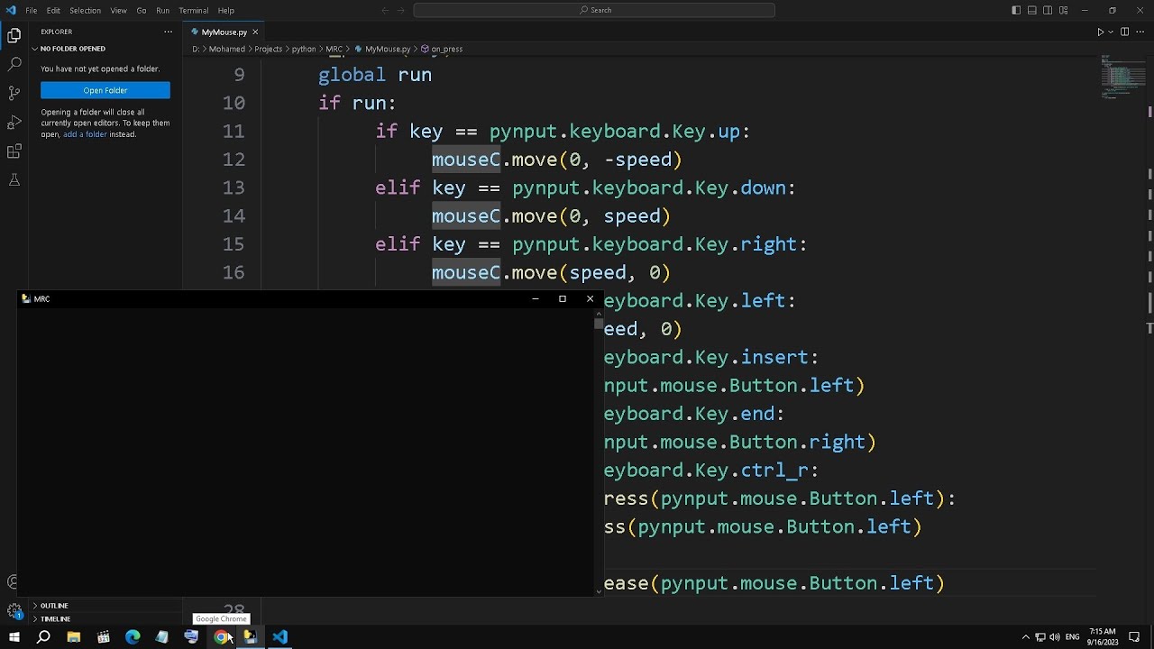 control and move a mouse From a keyboard with python code github