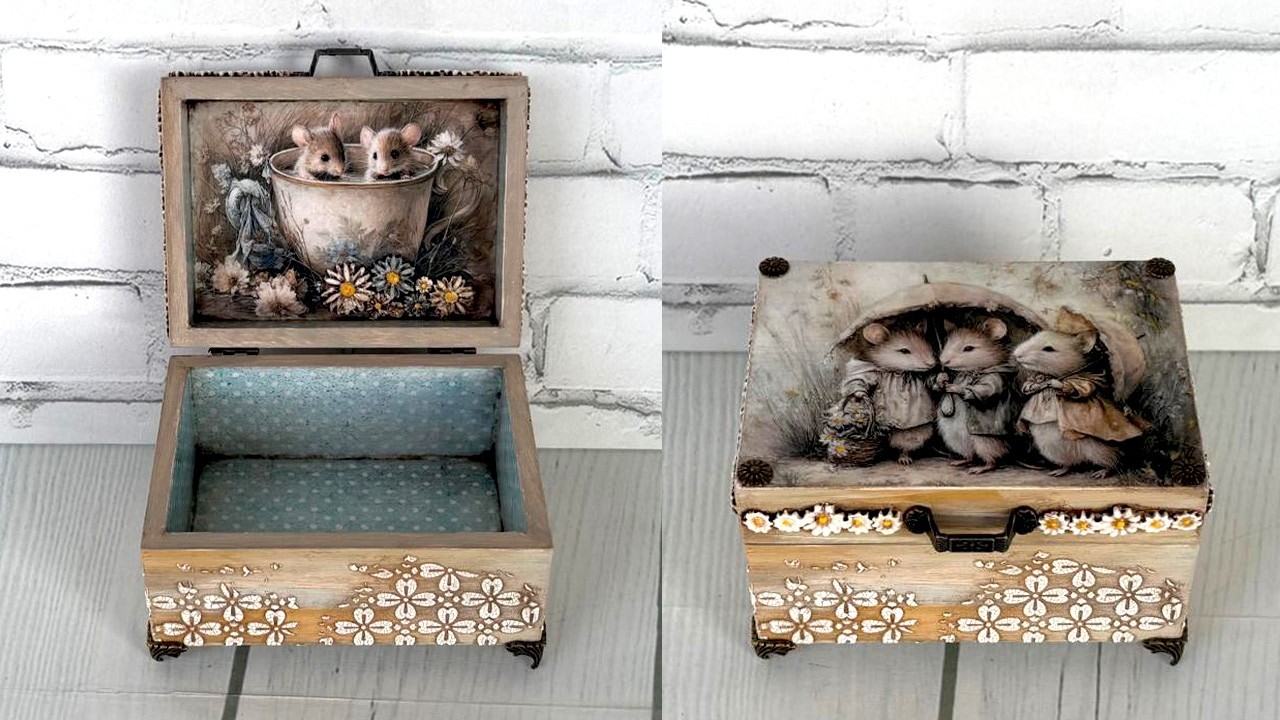 Caja rústica con dulces ratones 🐭 ¡Ya somos 25000! 👍🏻🎉✨