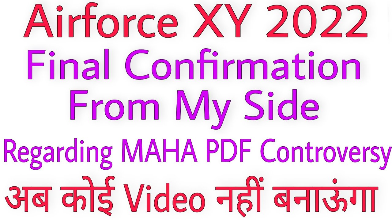 MAHA PDF Controversy ! Last Video