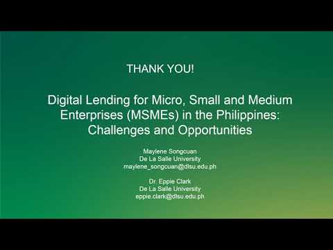 [9th NBMC] Digital Lending for Micro, Small and Medium Enterprises (MSMEs) in the Philippines