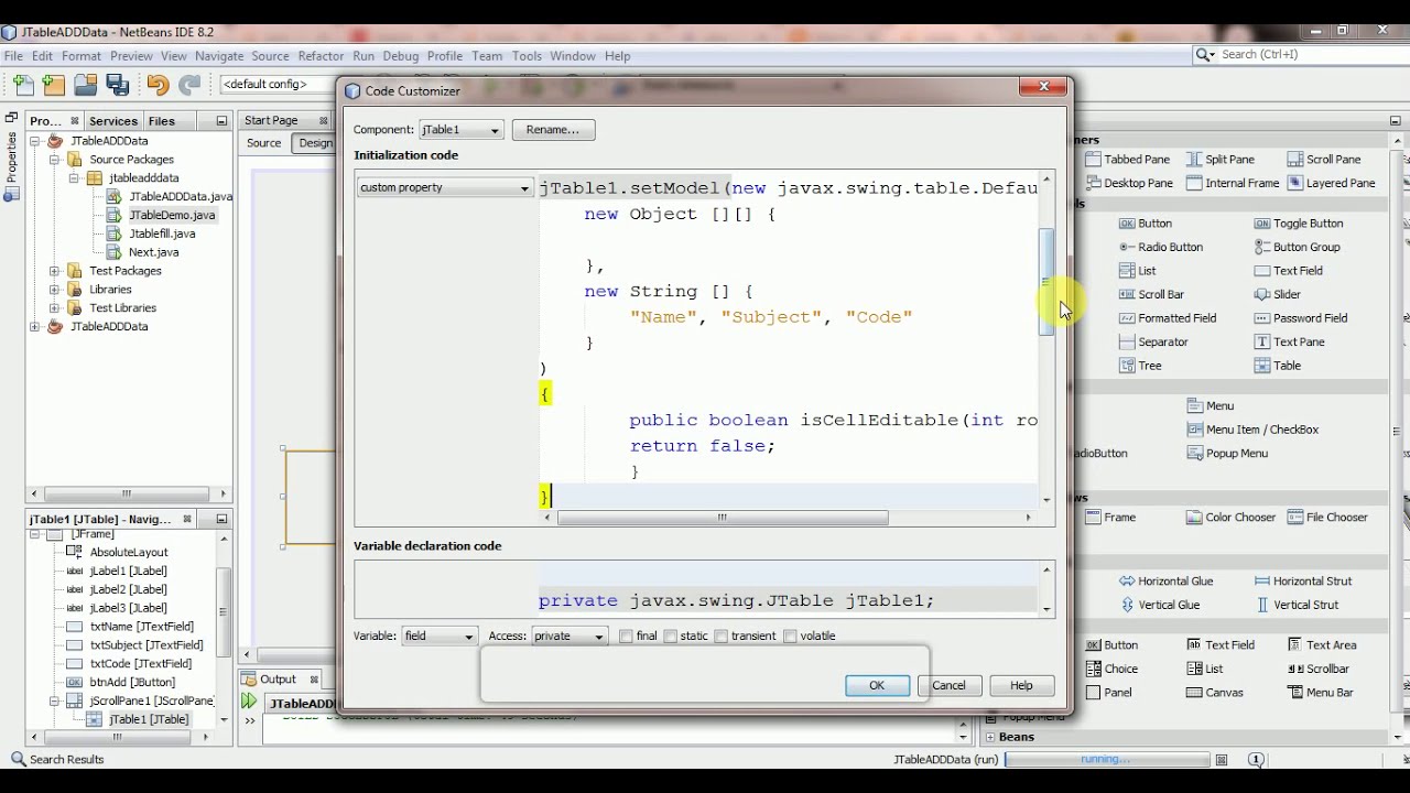 How to Make a JTable Not Editable in JAVA Swing Using NetBeans