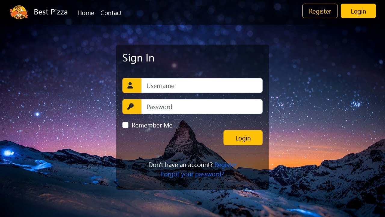 Create Login Form using Bootstrap, HTML and CSS | Transparent Login Form with Background Image