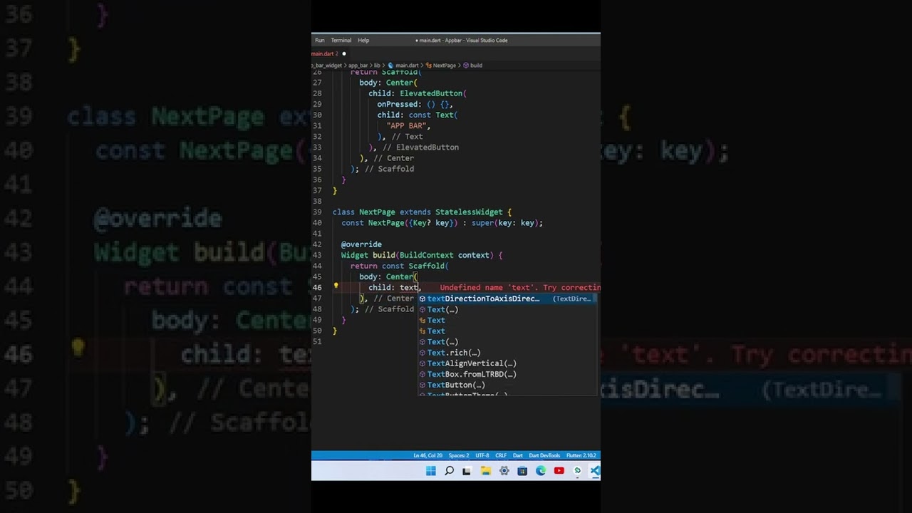 Elevated Button in Flutter(push operation) - Flutter #shorts