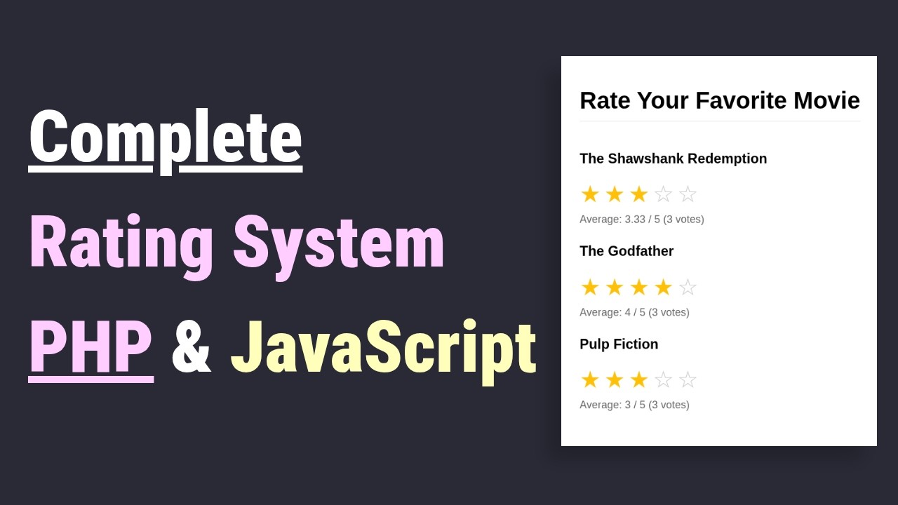 Build a Dynamic Star Rating System with PHP, JavaScript & MySQL (Step-by-Step)