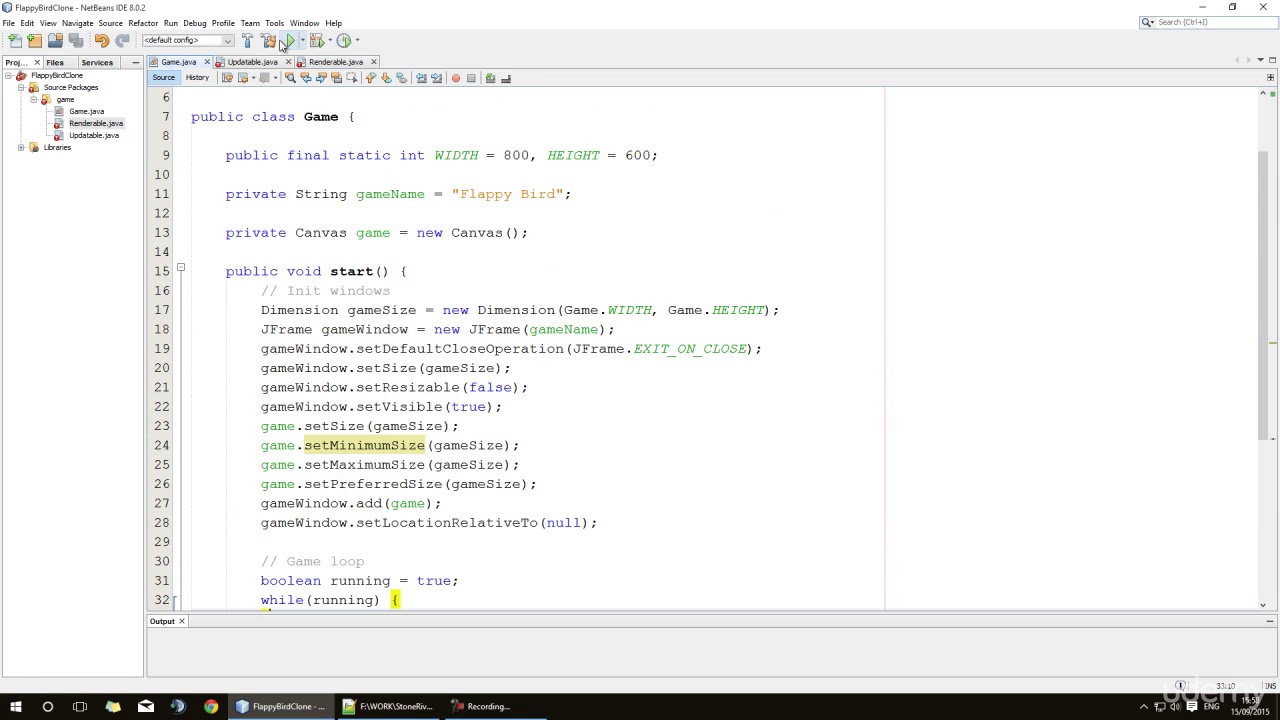 Java Game Development - Create a Flappy Bird Clone : Updatable and Renderable Interfaces