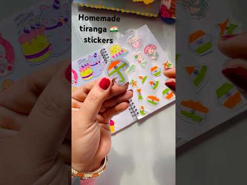 Handmade Tiranga 🇮🇳 stickers for kids #youtubeshorts #shorts #kids #republicday