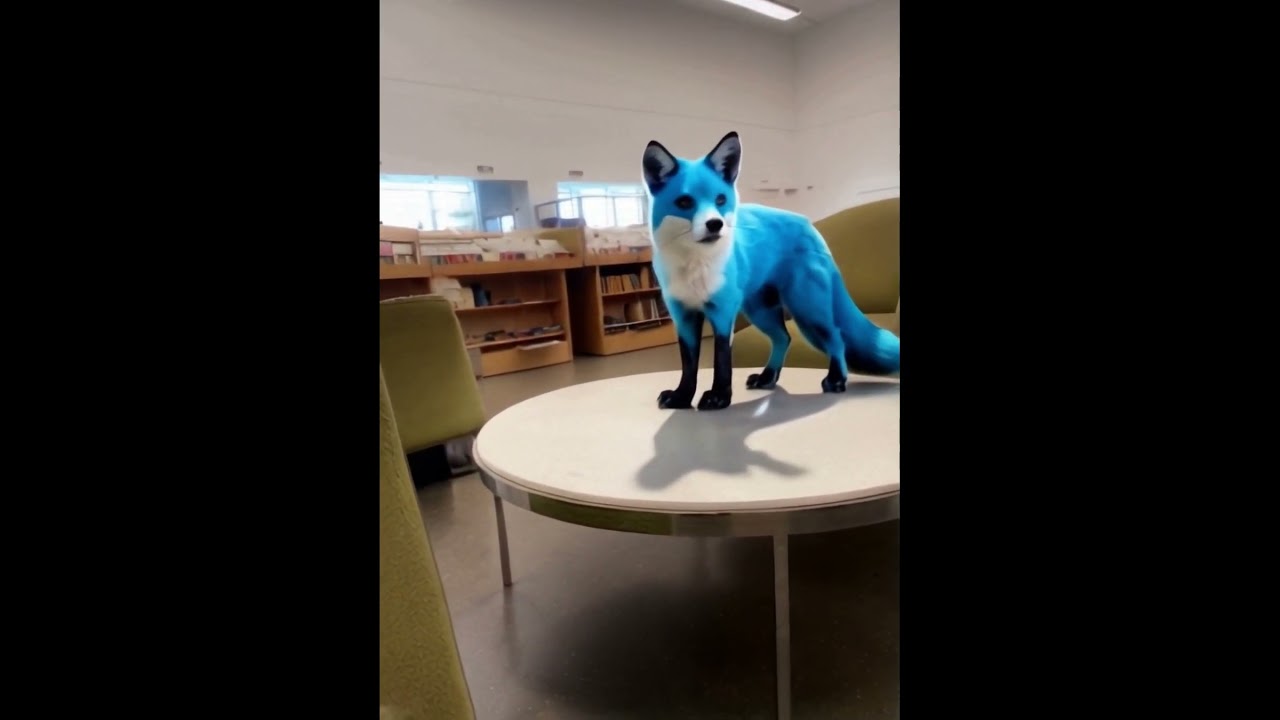Fox in the Library  #library #ai #libraryvisit #libraries #animals #fox #sinatra #bluefox #mylibrary
