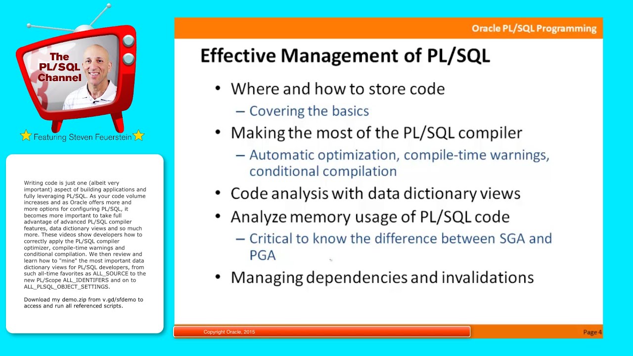 MNG1: Introduction - Effective Management of PL/SQL Code (PL/SQL Channel)