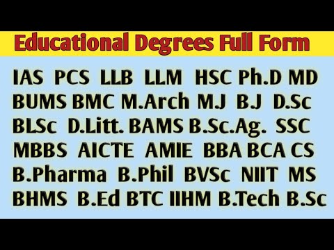 Full Form Of All Degrees And Courses || Full Form of All Department || IAS,PCS,MBBS,BUMS Full Form