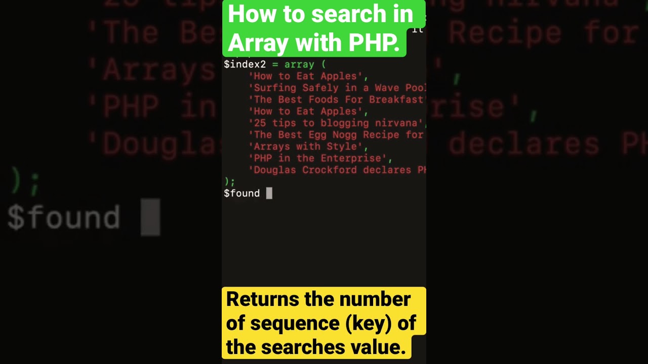 How to search in Array with PHP #array #php #coding #example #tutorial #beginners