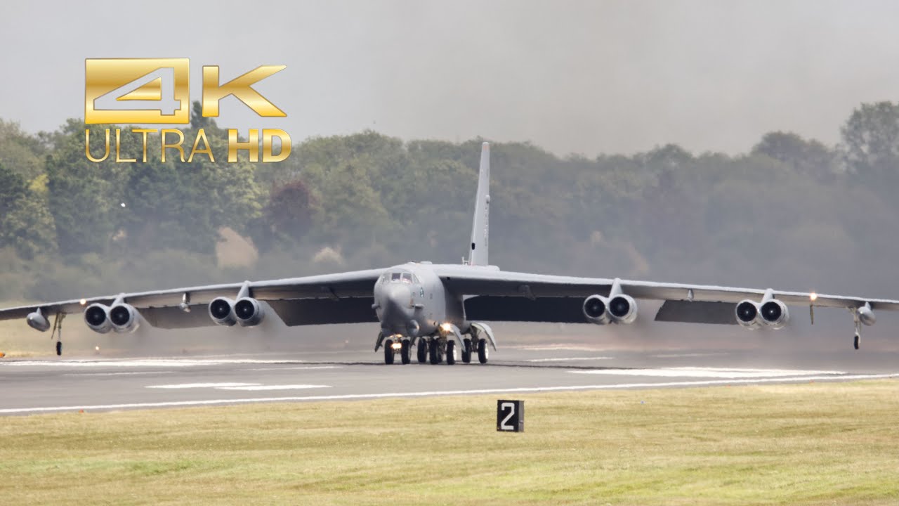 (4K) Boeing B-52 H Stratofortress United States Air Force USAF departure at RAF Fairford B52 61-0029