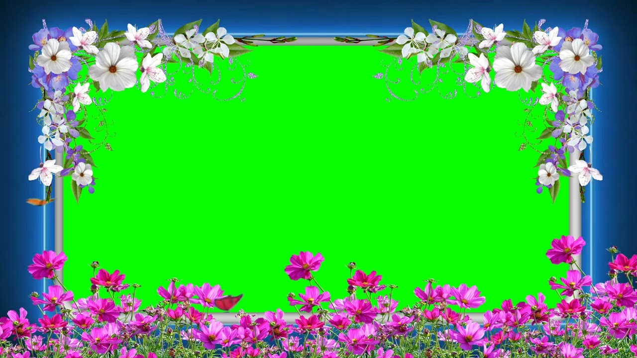 FULL BORDER FLOWER FRAME GREEN SCREEN