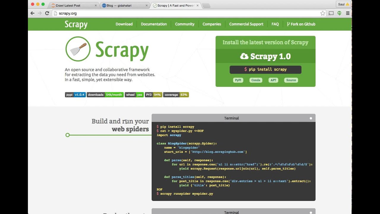 Tutorial to crawl the latest post with Python Scrapy