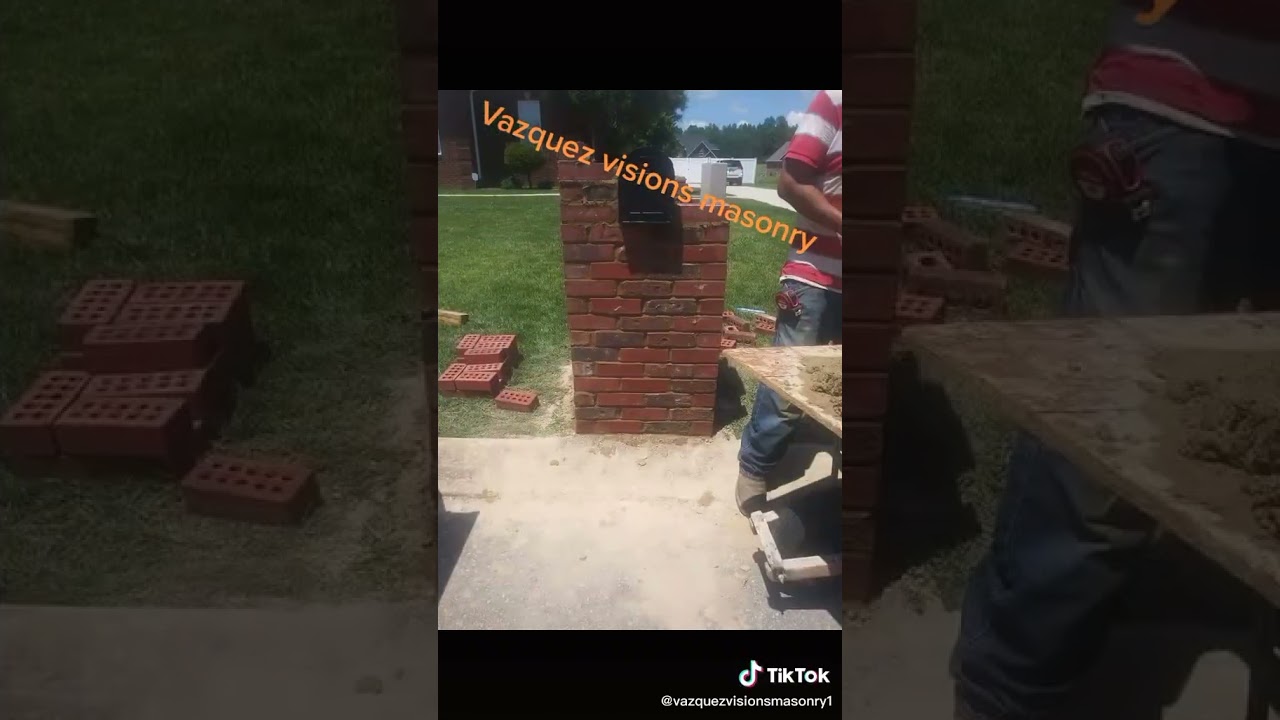 Brick mailbox with stone insert