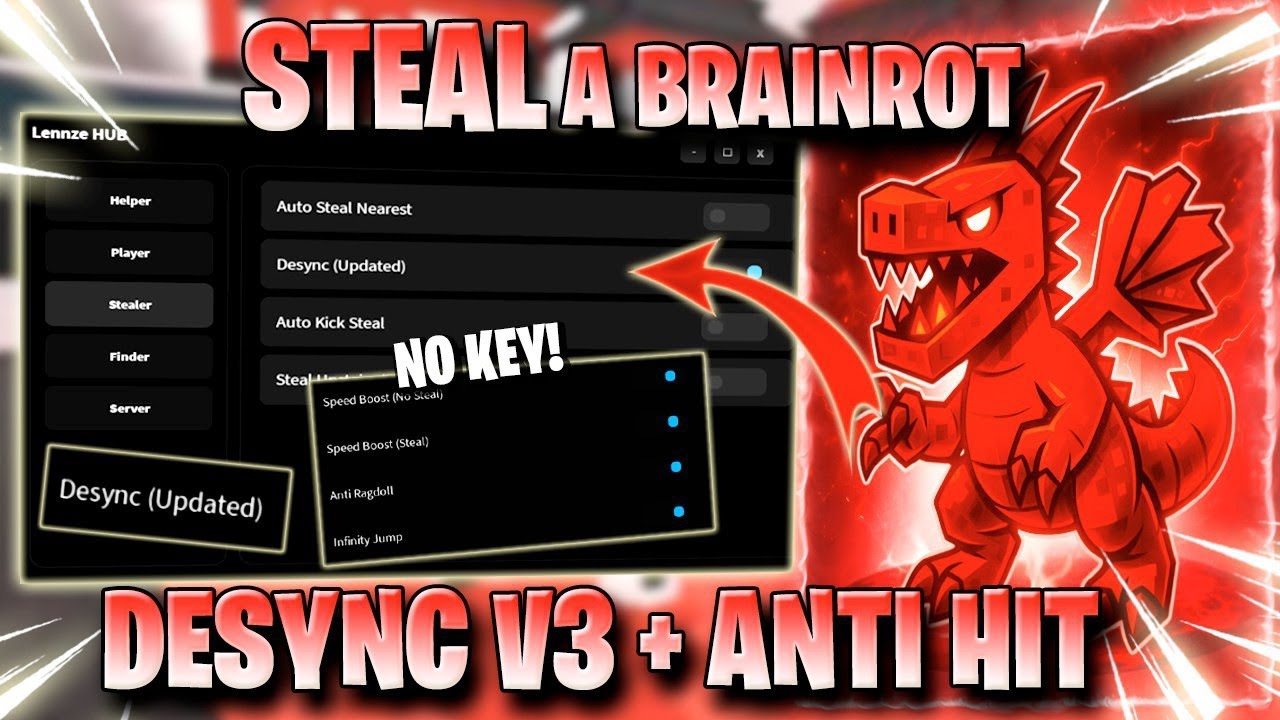 STEAL A BRAINROT SCRIPT *NO KEY* - NEW LENNZE HUB! DESYNC, INVISIBLE, ANTI HIT, FAST STEAL & MORE! ✅