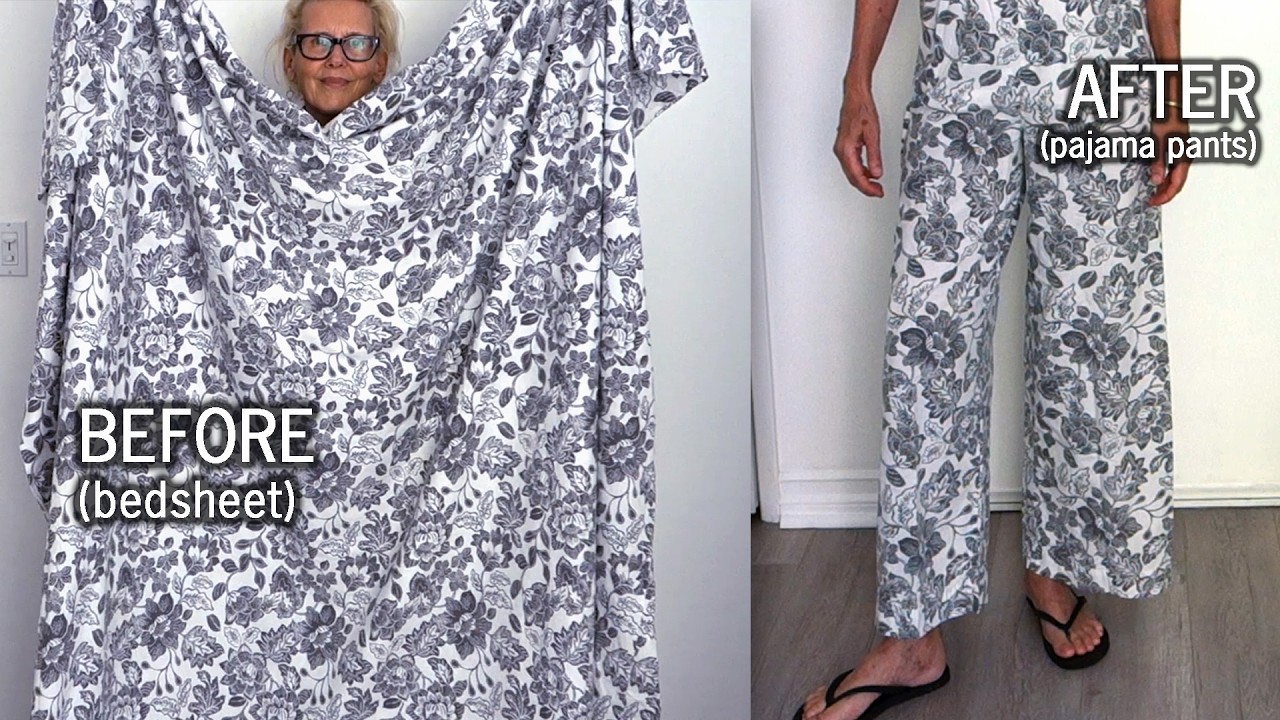 DIY BEDSHEET TO PAJAMA PANTS: Turn sheet into palazzo style pajama pants  Pattern included