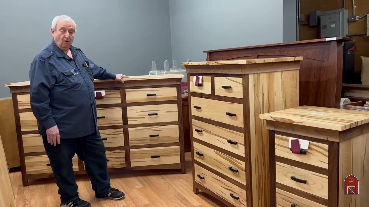 IN STOCK Artisan Built Bedroom set made of Solid Walnut & Spalted Maple USA Made & Dovetail Jointed