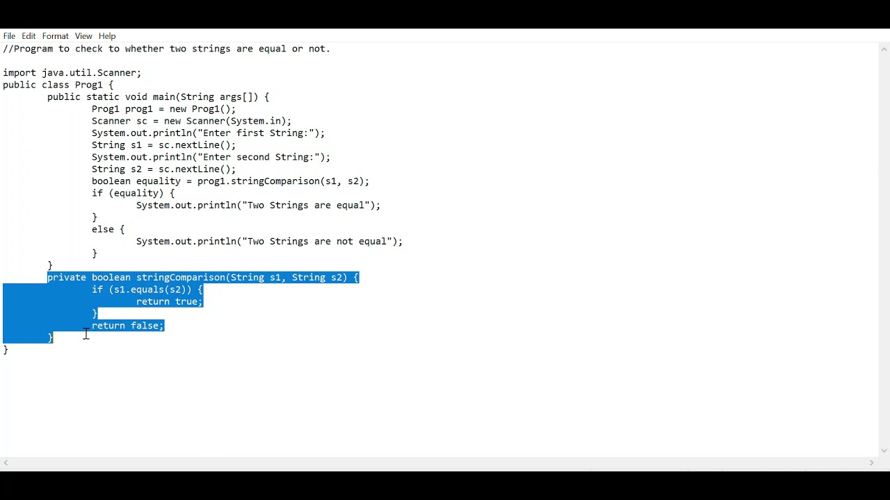 OOPC lab - First program, Compare two strings