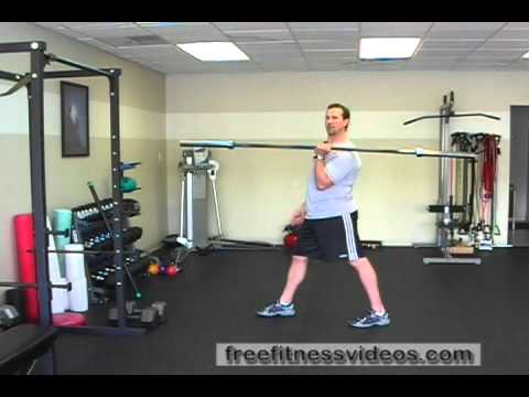 Split Stance One-Arm Barbell Press | Exercise.com
