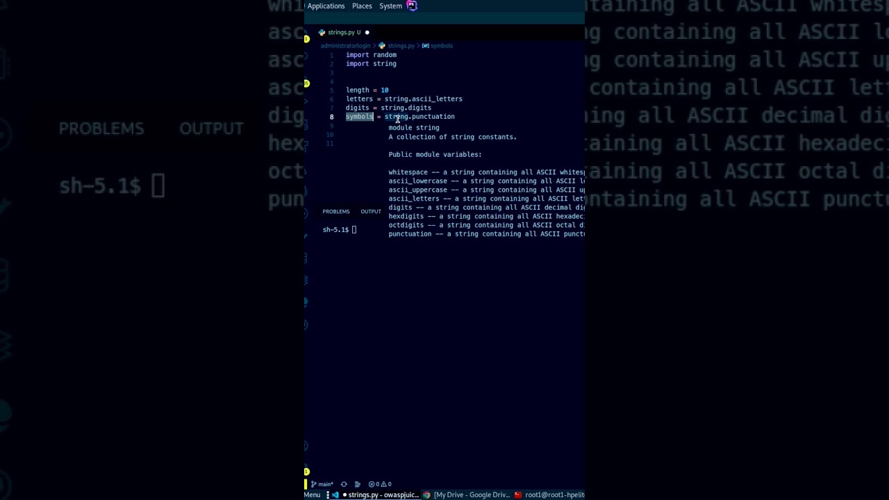 Python Password Generator | Get unhackable passwords with just 5 lines of #python #shorts #hacker
