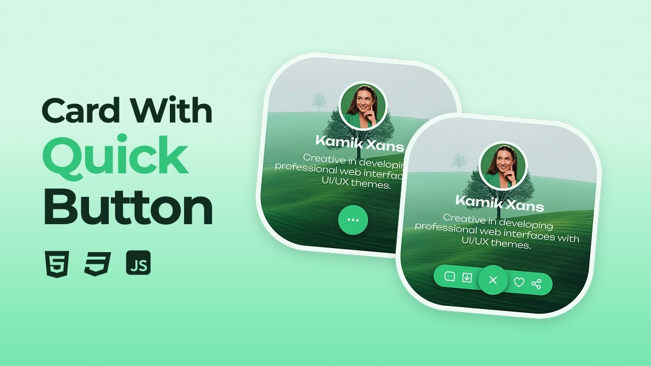 Card Design With Quick Action Button Using HTML CSS JavaScript