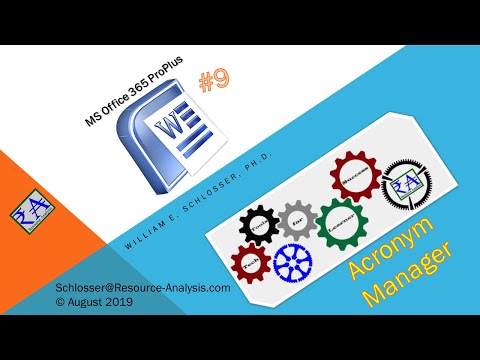 Acronym Manager in MS Word Documents