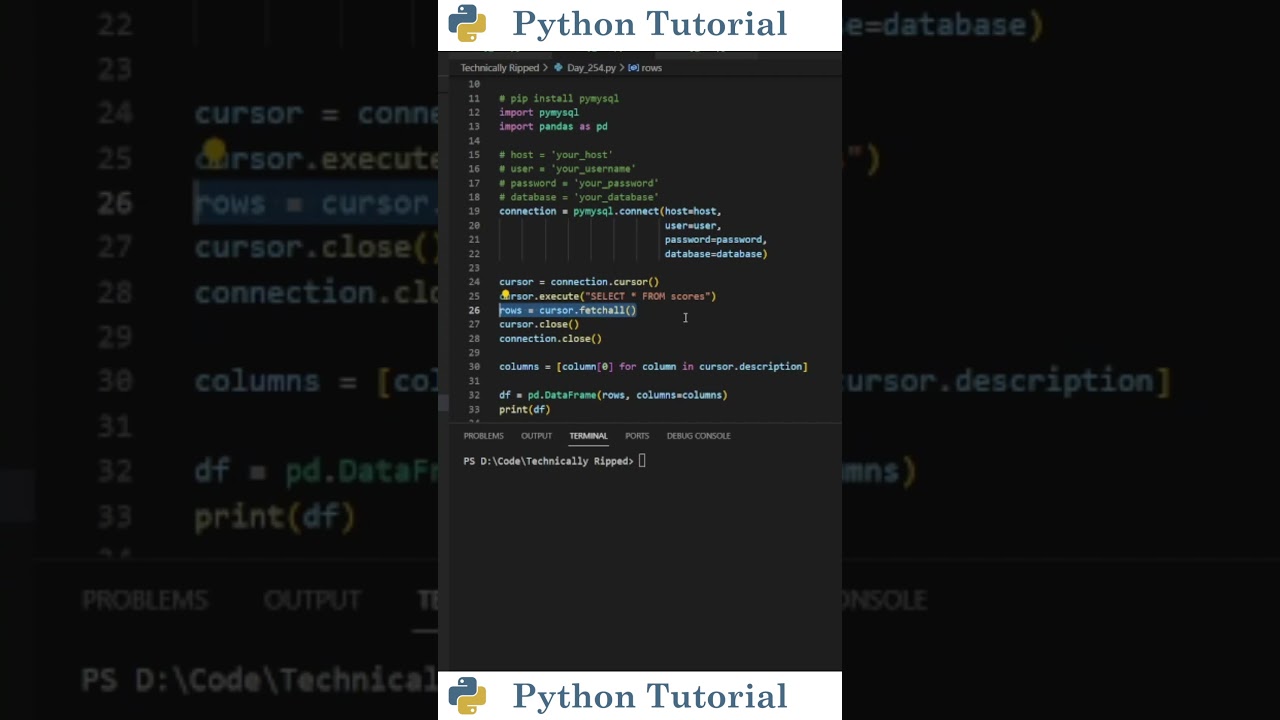 Turn A MySQL Query Into A Pandas Dataframe | Python Tutorial
