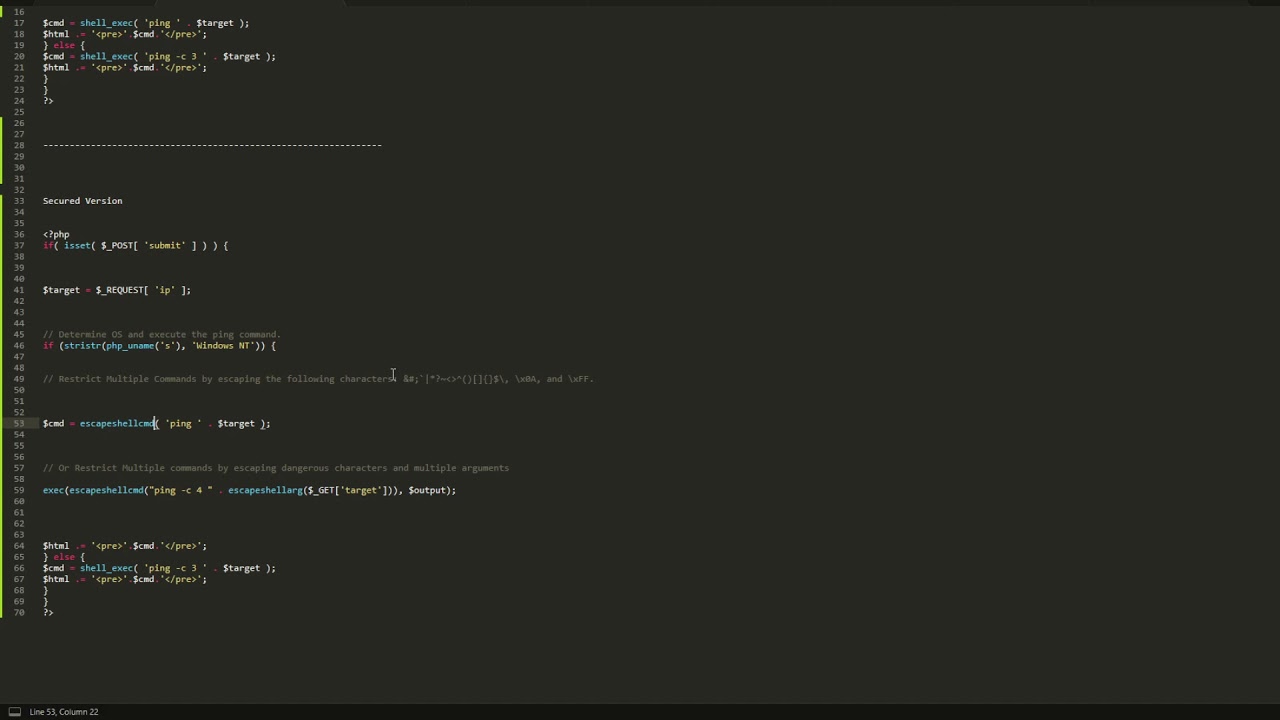 PHP command Injection Vulnerability Code review [23]