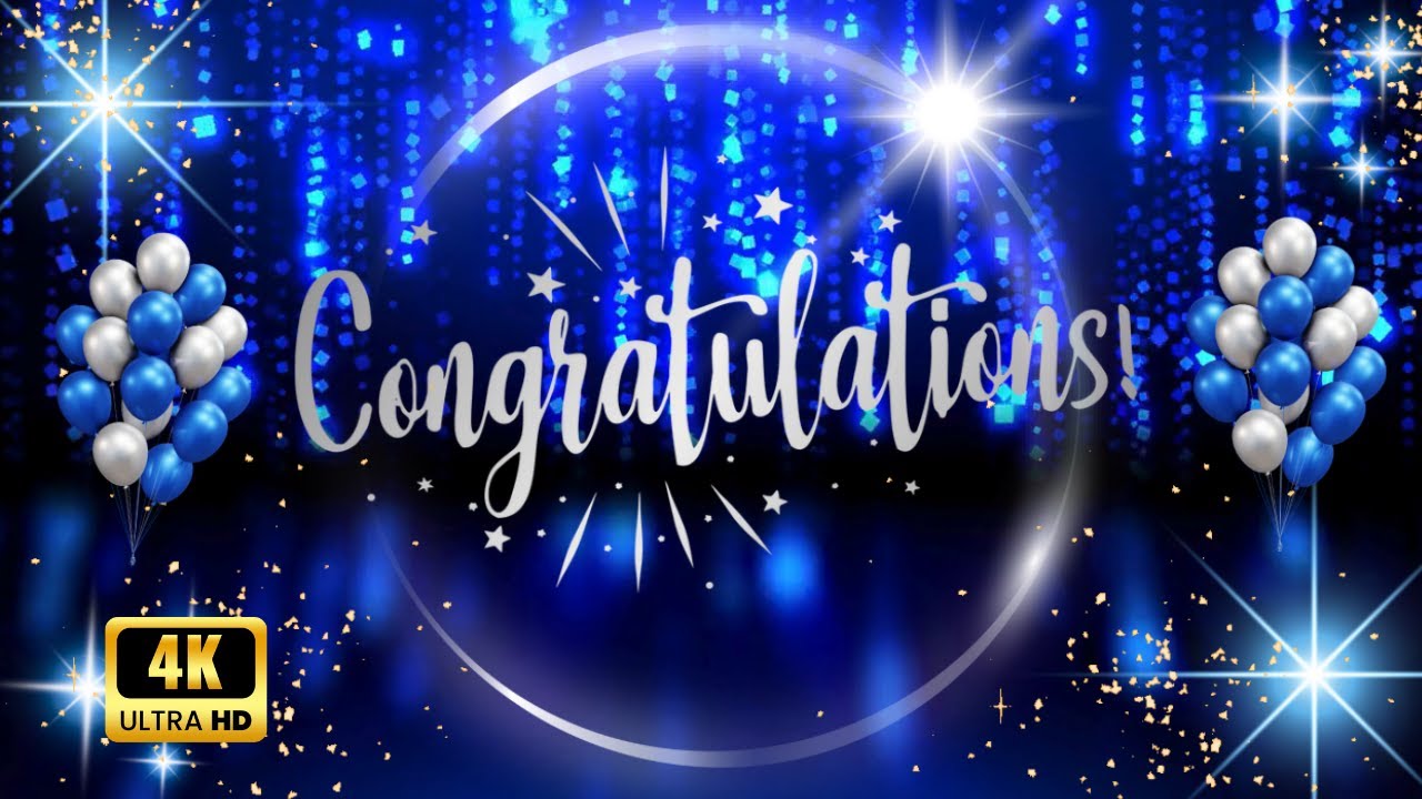Congratulations in Blue & Silver 🎓 1 Hour 4K UHD Wallpaper Loop Graduation & Achievement Background