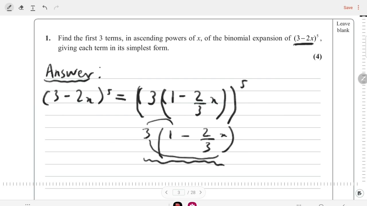January 2009 AS Level Maths Paper C2 | Edexcel | PMT Bionomial Expansion (Pure)