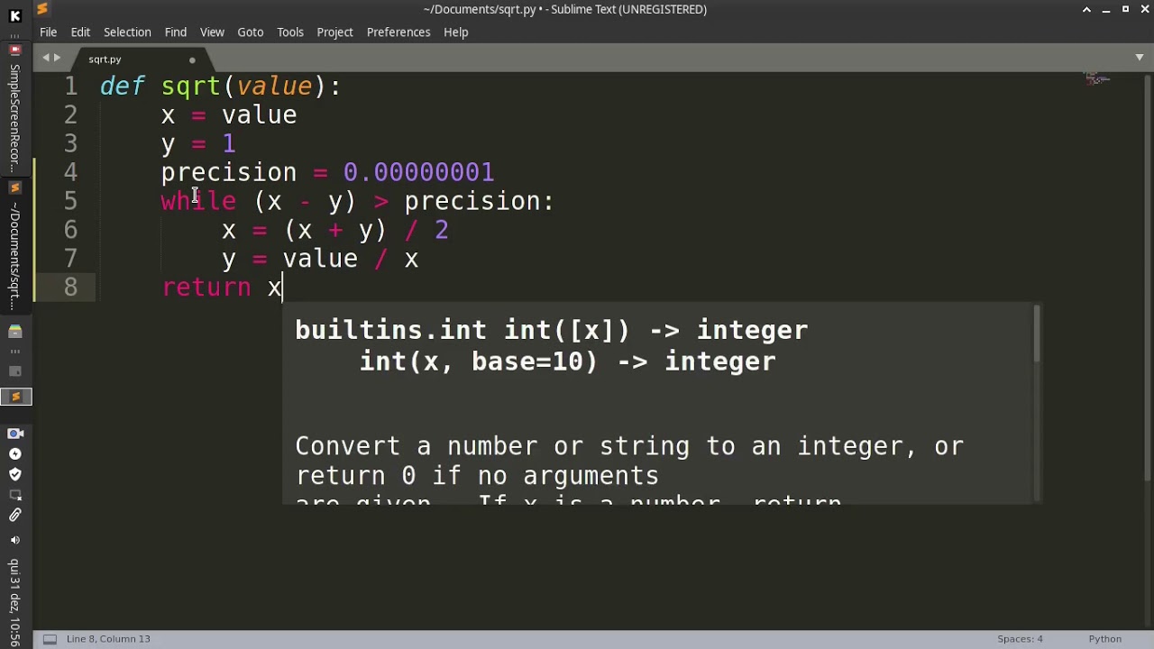 Square Root Function in Python (works in any language)