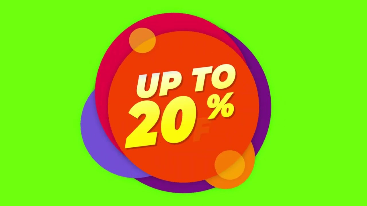 Up To 20% Percent Off Text Flat Sticker Colorful Popup Animation.