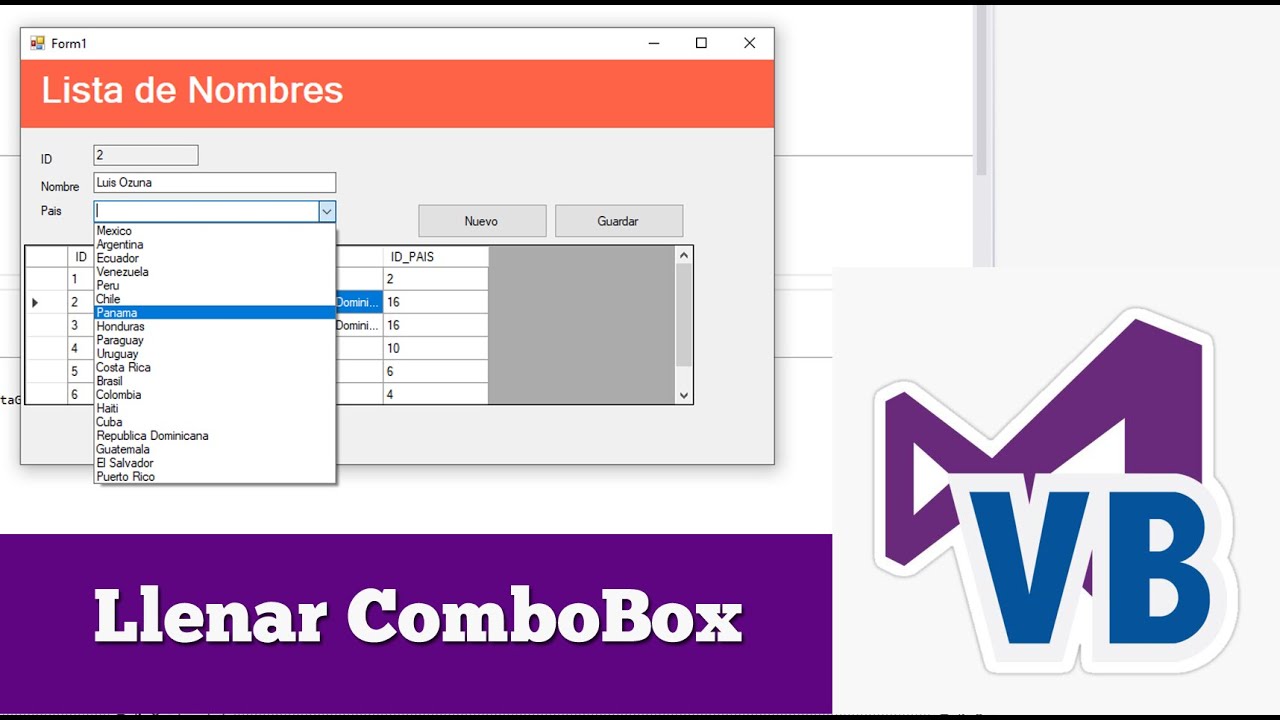 Llenar ComboBox con Visual Basic  .NET