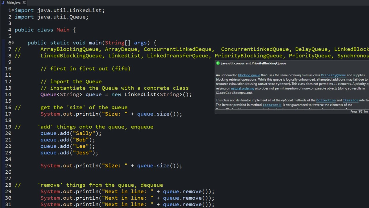 Java Programming Tutorial - 29 -  How to Use the Queue in Java
