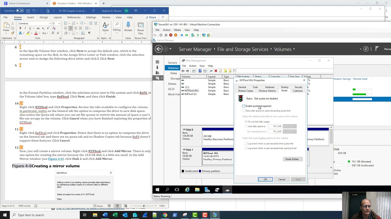 70-740 Lab 4 Configuring File and Storage Services using Disk Management and PowerShell