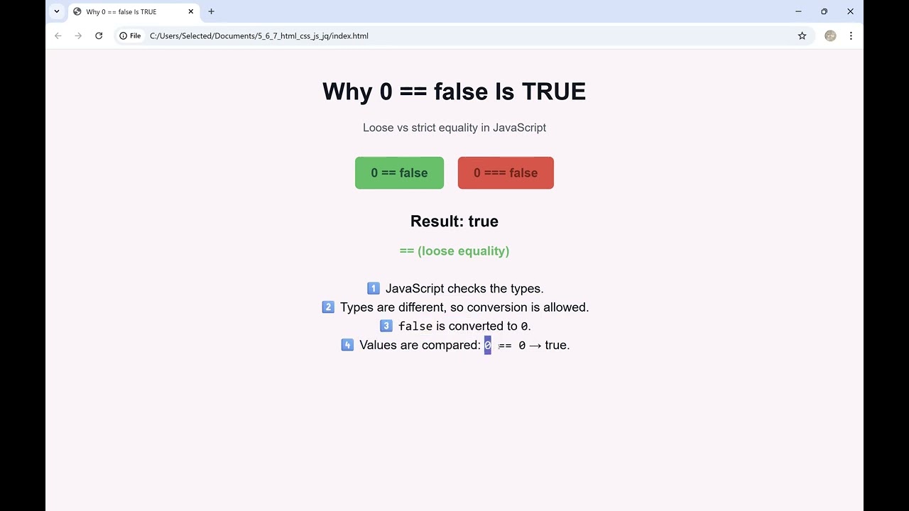 JavaScript 25: Why 0 == false Is TRUE in JavaScript