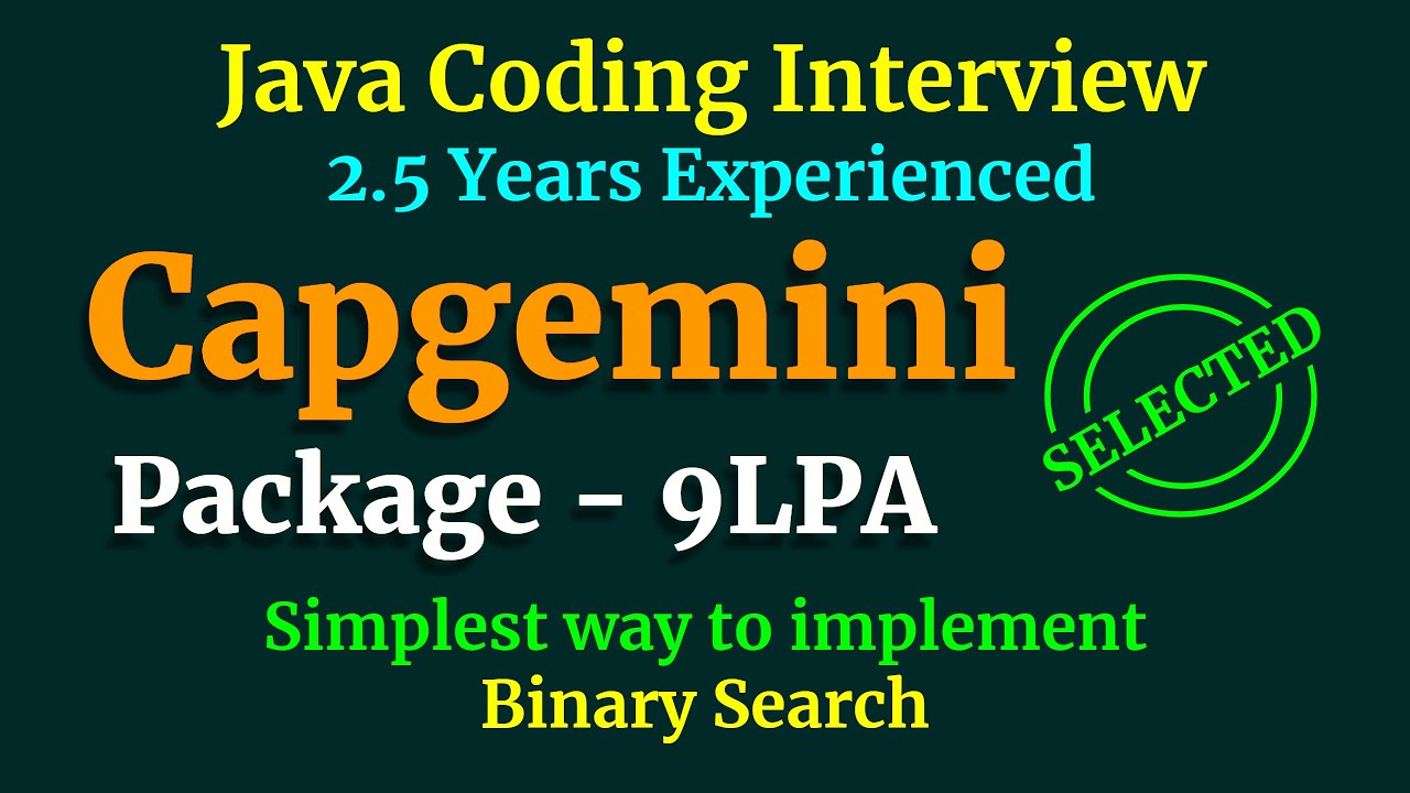 Binary Search In Java | Capgemini Java Coding Interview | Java Interview Questions and Answers