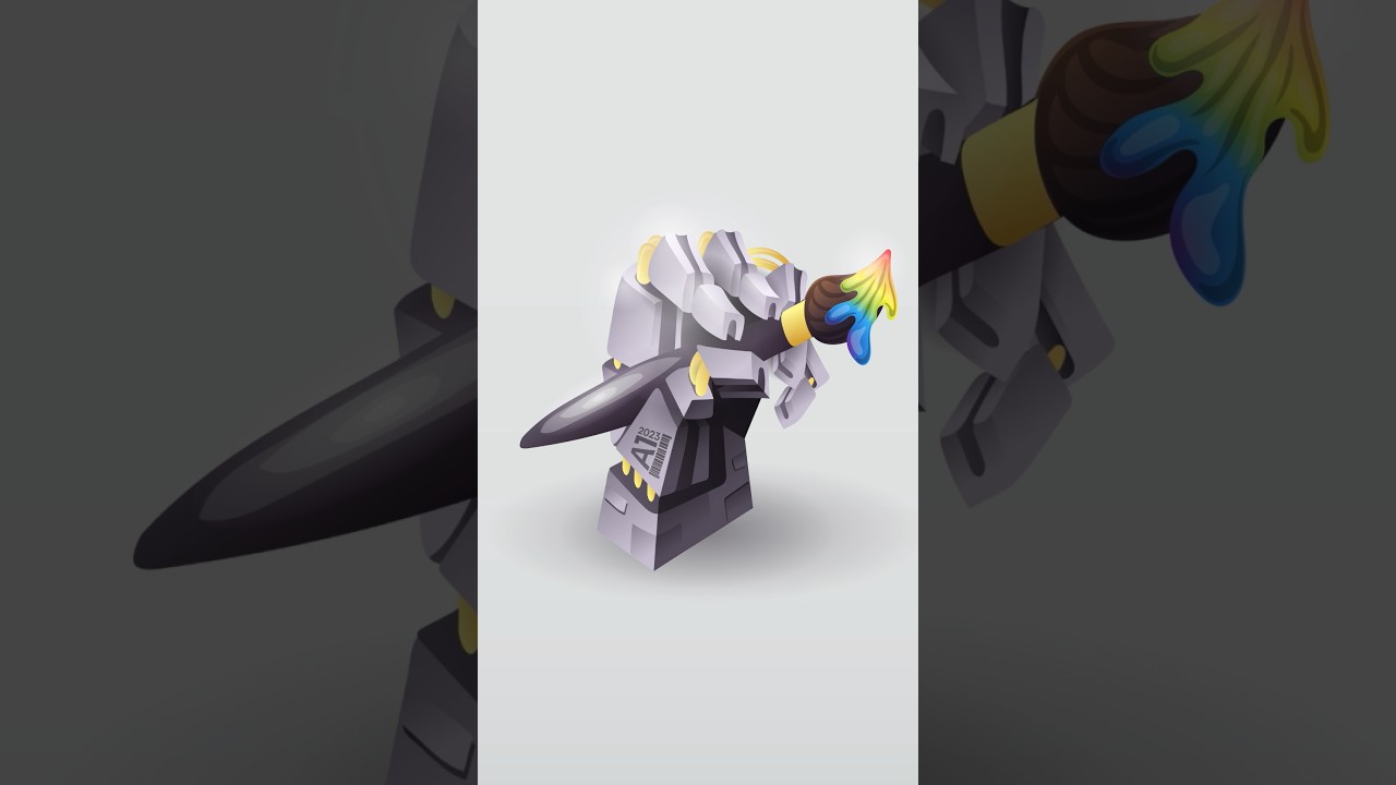 robot hand with a brush #illustration #illustrator #design #vector #AI #robot #art #artist #shorts