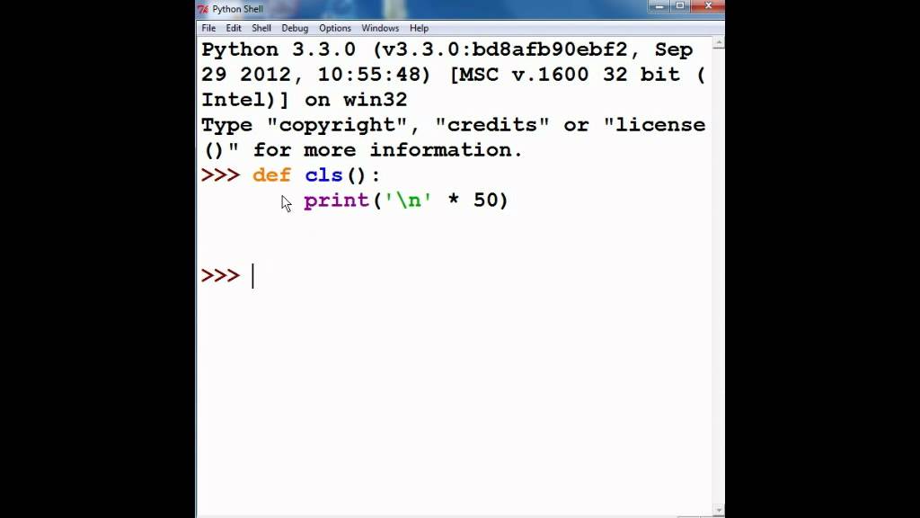 Python clear screen function