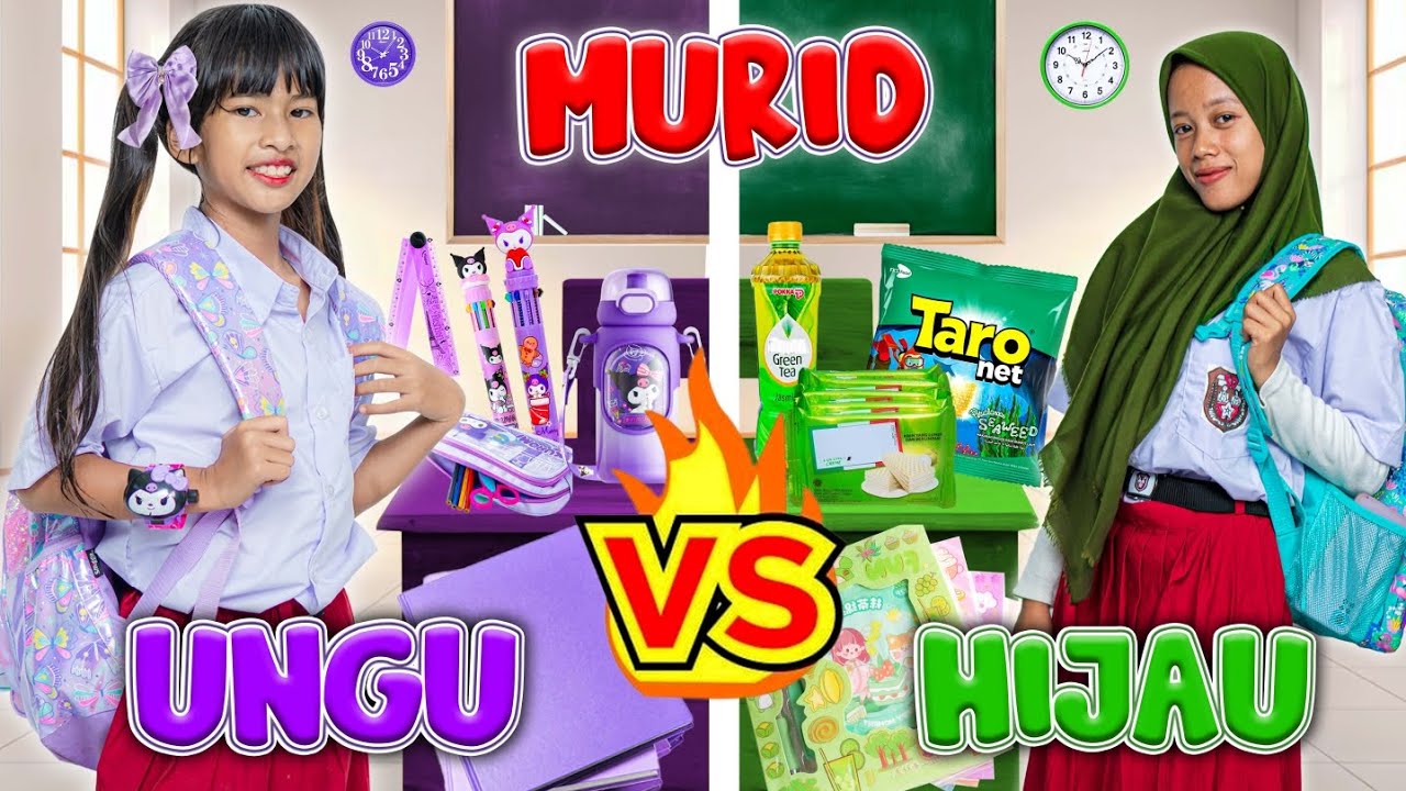 DISTA MURID SERBA UNGU VS MBA AMBAR MURID SERBA HIJAU🤩!! SEMUA WARNANYA BEDA😁 #trending #viralvideo