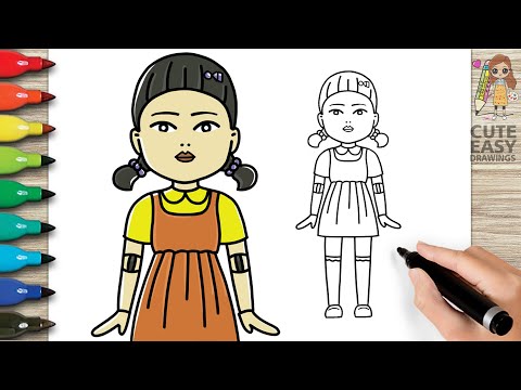 How to Draw Squid Game Doll Easy Step by Step