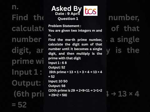 Tcs nqt coding question April 9 question 1#tcshiring #tcs #tcs #tcs_pattern