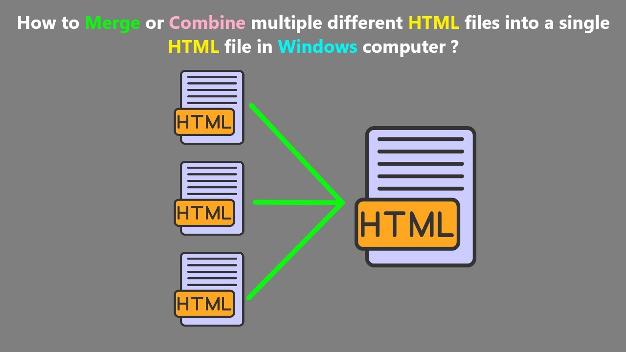 How to Merge or Combine multiple different HTML files into a single HTML file in Windows computer ?