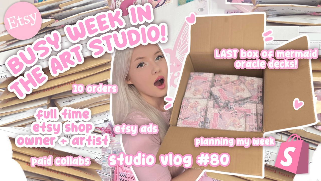 BUSY week in the art studio ♡ full time etsy shop ♡ studio vlog 080!! ♡