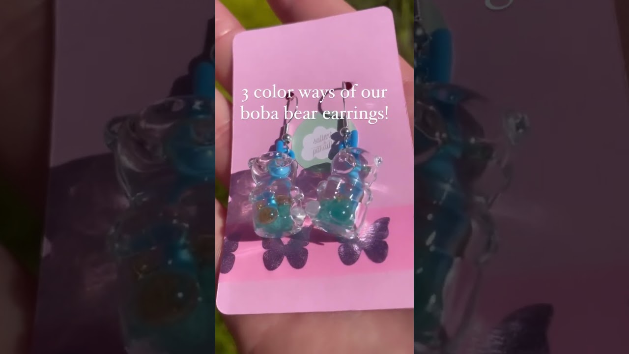 Boba Bear Earrings ~ Salient Paradise #kawaiiaesthetic #earrings #kawaiishop #smallbizlife