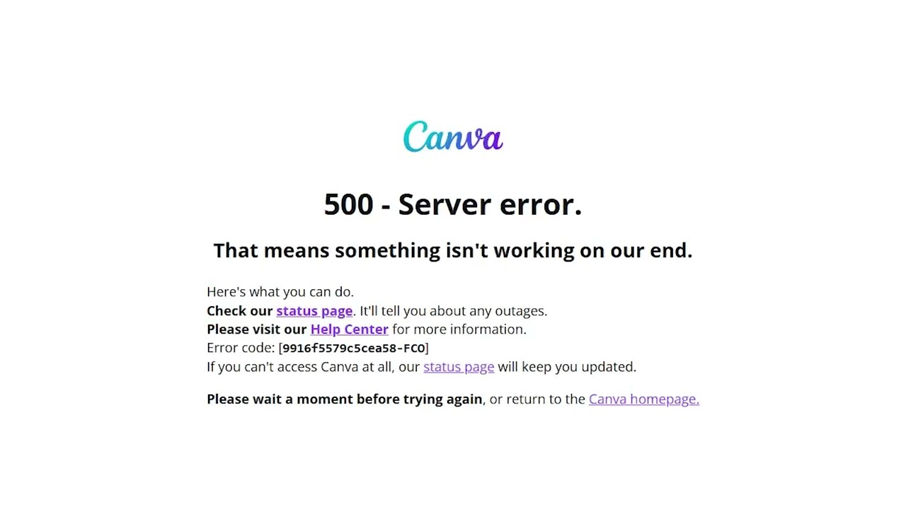 Fix Canva: 500 Server error
