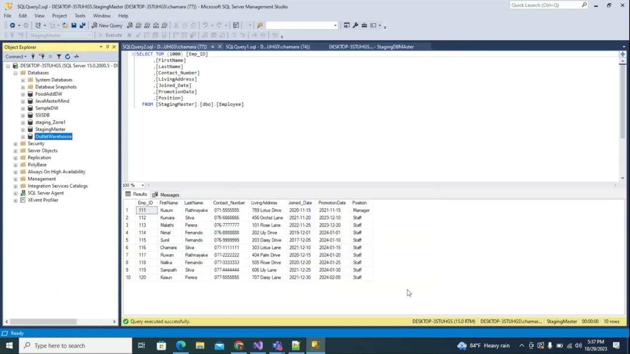 Implementing Data Warehouse in MS SQL Server