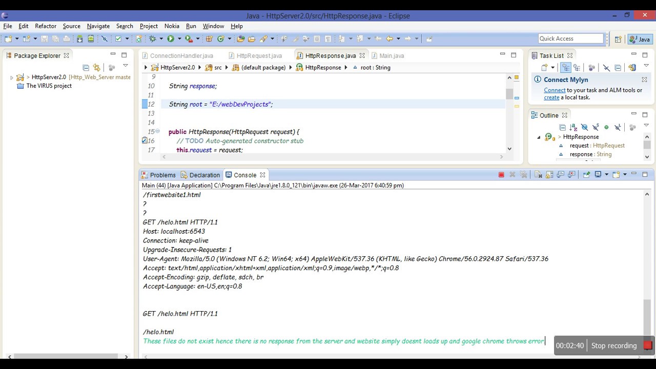 Small Multithreaded Webserver implemented in Java using Socket Programming