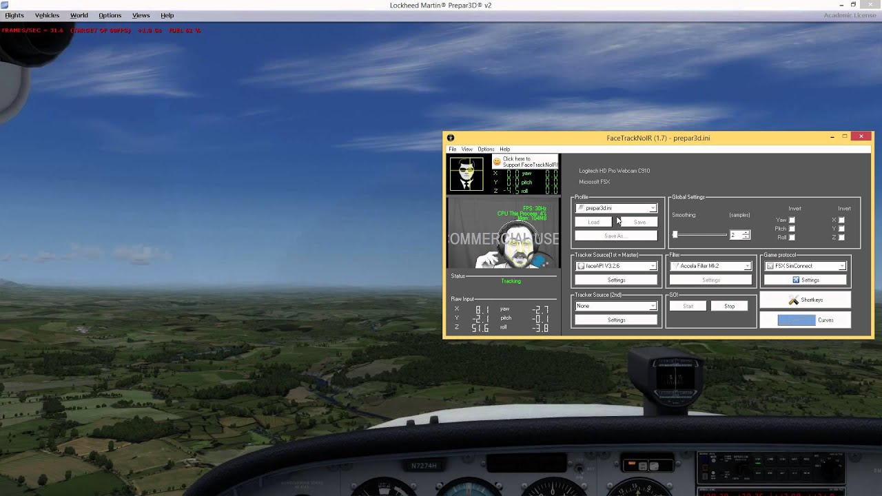 Let's Try: FaceTrackNoIR in Prepar3D