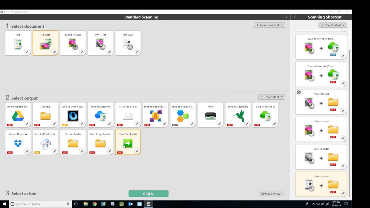 Setup Scan to Folder Profile with Capture On Touch